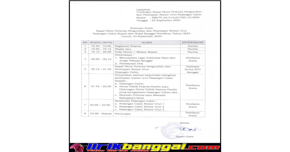 Ini Jadwal Pengundian Dan Penetapan Nomor Urut Paslon Bupati Dan Wakil Bupati Banggai Pemilihan ...
